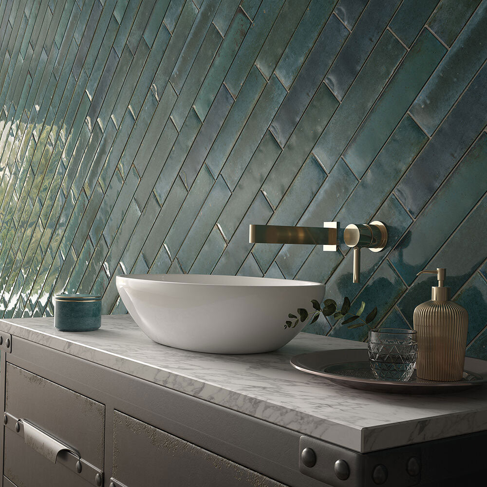 Bond Blue Gloss Ceramic Wall Tile 75 x 300mm – Tiles and Bathrooms Online
