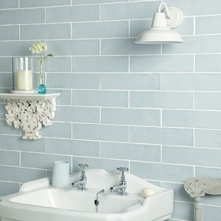 Luma Duck Egg Gloss Ceramic Wall Tile 75 x 300mm – Tiles and Bathrooms ...