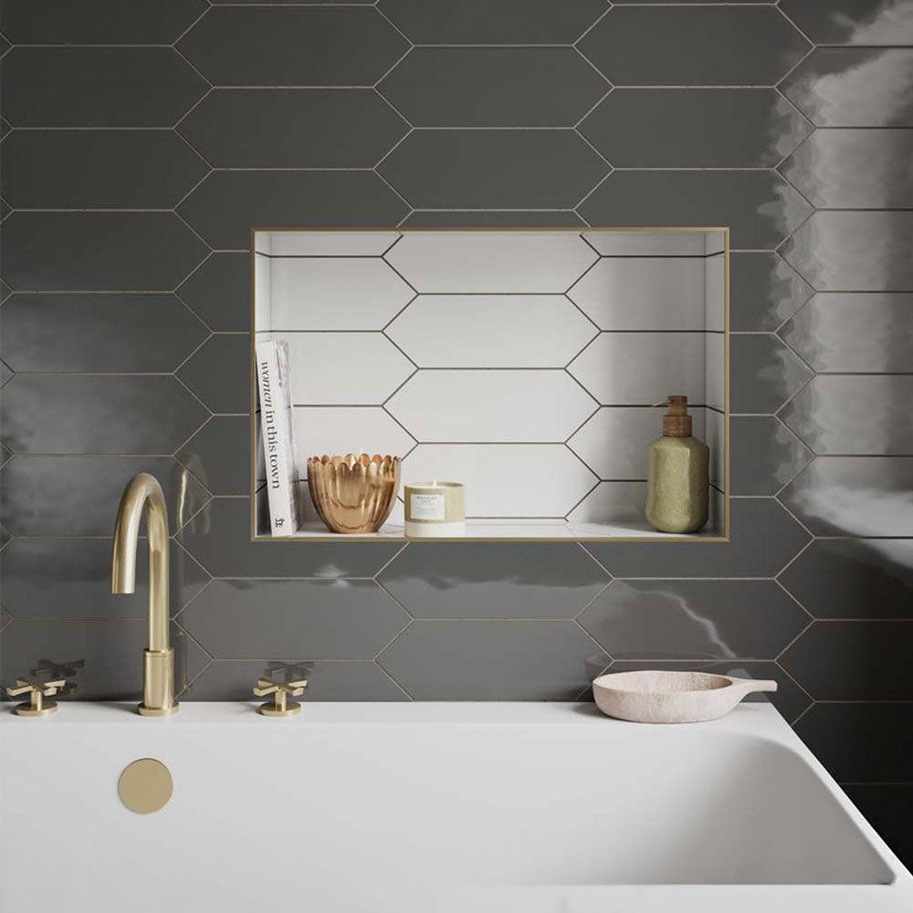 Nexa White Gloss Ceramic Wall Tile 100 x 300mm – Tiles and Bathrooms Online