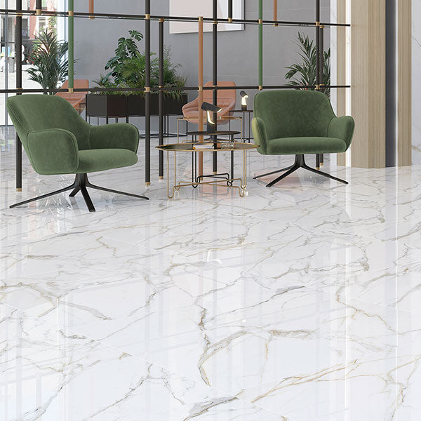 Azulev Calacatta Gold Polished Tile 120 x 120cm – Tiles and Bathrooms ...