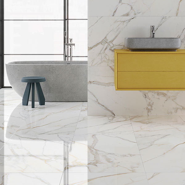 Azulev Calacatta Gold Polished Tile 60 x 120cm – Tiles and Bathrooms Online