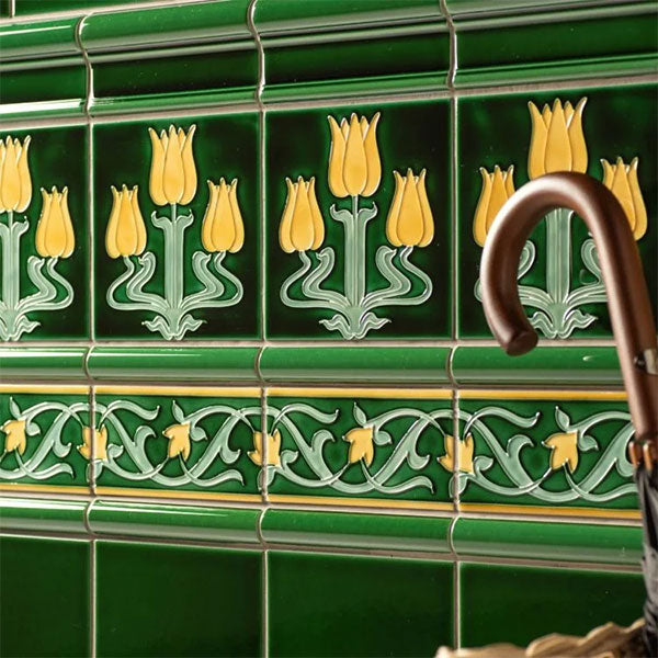 Original Style Lafleur on Victorian Green Tile – Tiles and Bathrooms Online