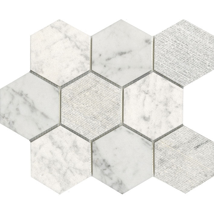 100290881 Porcelanosa World Hexagon Texture White Mosaic 25.9 x 29.9cm ...